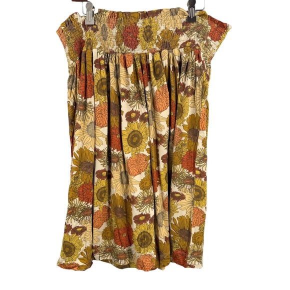 kate quinn | Skirts | Kate Quinn Skirt Adult Xl Mustard Floral Smocked ...
